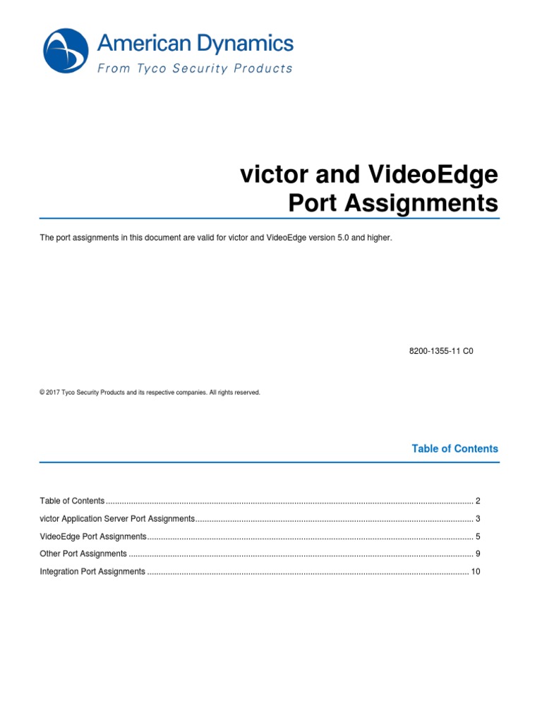 VideoEdge and Victor v50 Port Assignments | PDF | Port (Computer ...