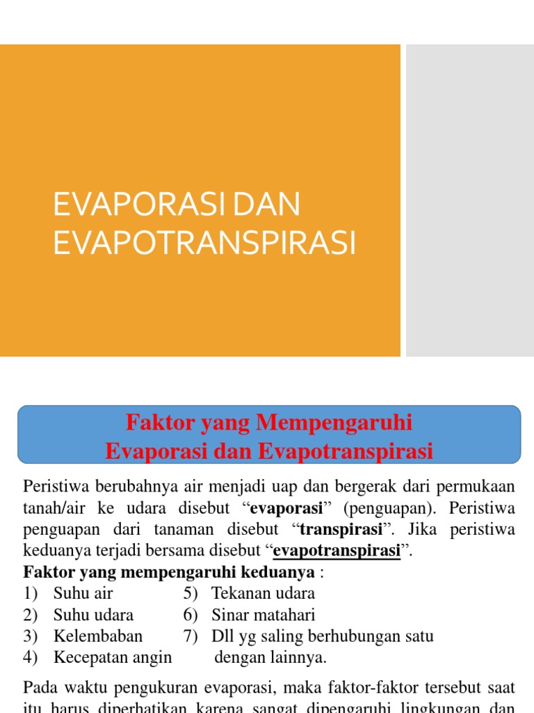 Evaporasi Dan Evapotranspirasi PDF | PDF