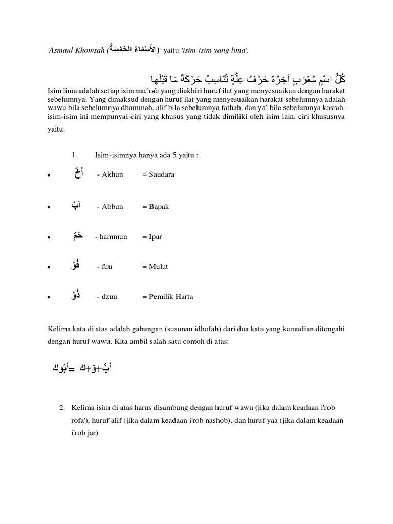 Asmaul Khomsah PDF | PDF