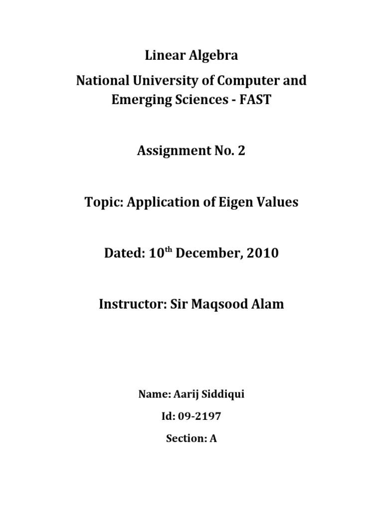 Application of Eigen Values | PDF | Eigenvalues And Eigenvectors ... Application of Eigen Values | PDF | Eigenvalues And Eigenvectors ...