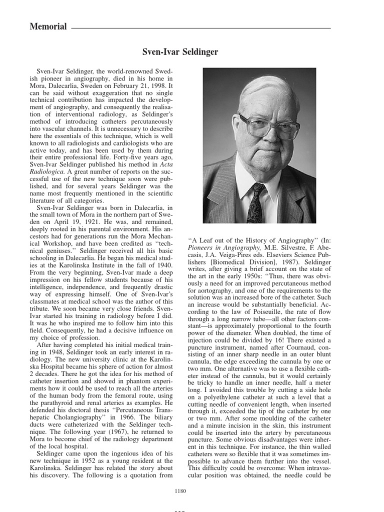 Sven Seldinger | Download Free PDF | Medical Equipment | Medicine