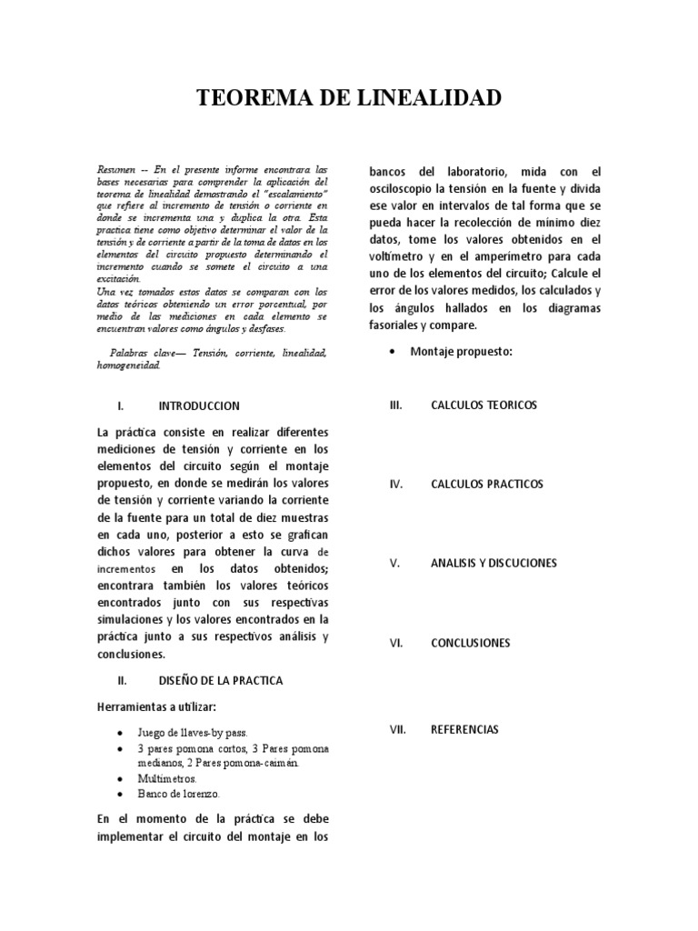 Teorema de Linealidad | PDF | voltaje | Ingenieria Eléctrica
