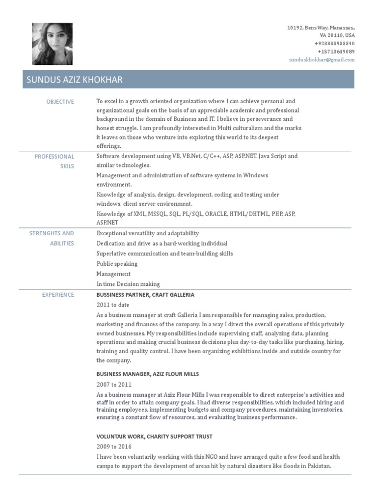 Sundus Khokhar CV | PDF | Information Technology Management | Software