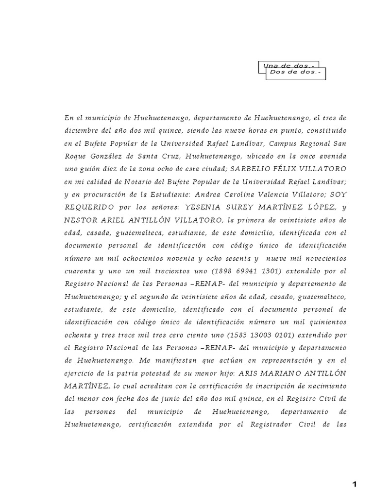 Acta Notarial De Requerimiento Cambio De Nombre Pdf Gobierno