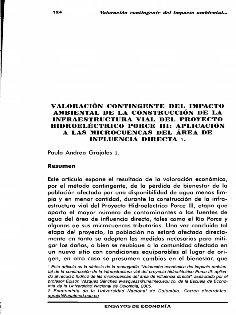 Valoración Contingente PDF | PDF | Exterioridad | Bienes