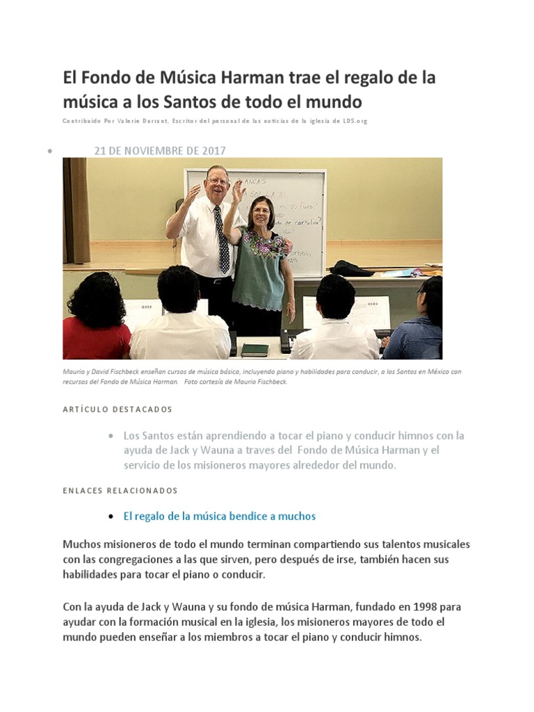 El Fondo de Música Harman Trae El Regalo de La Música A Los Santos de ...