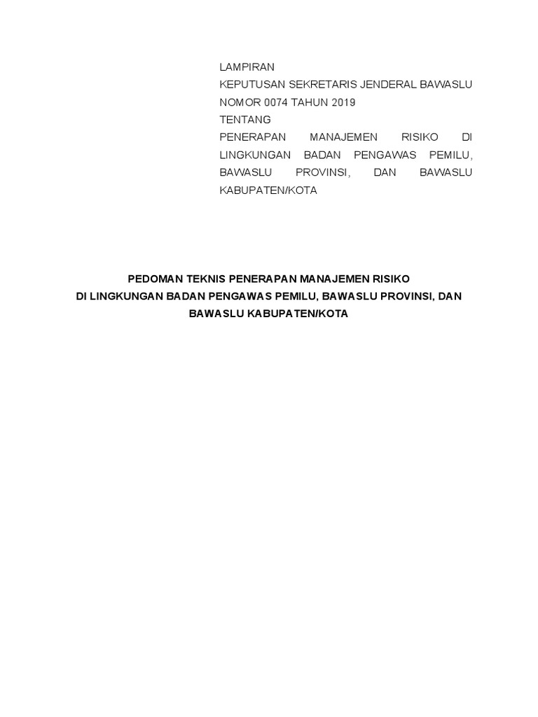 Lampiran Pedoman Penilaian Risiko Bawaslu-Dikonversi | PDF Lampiran Pedoman Penilaian Risiko Bawaslu-Dikonversi | PDF