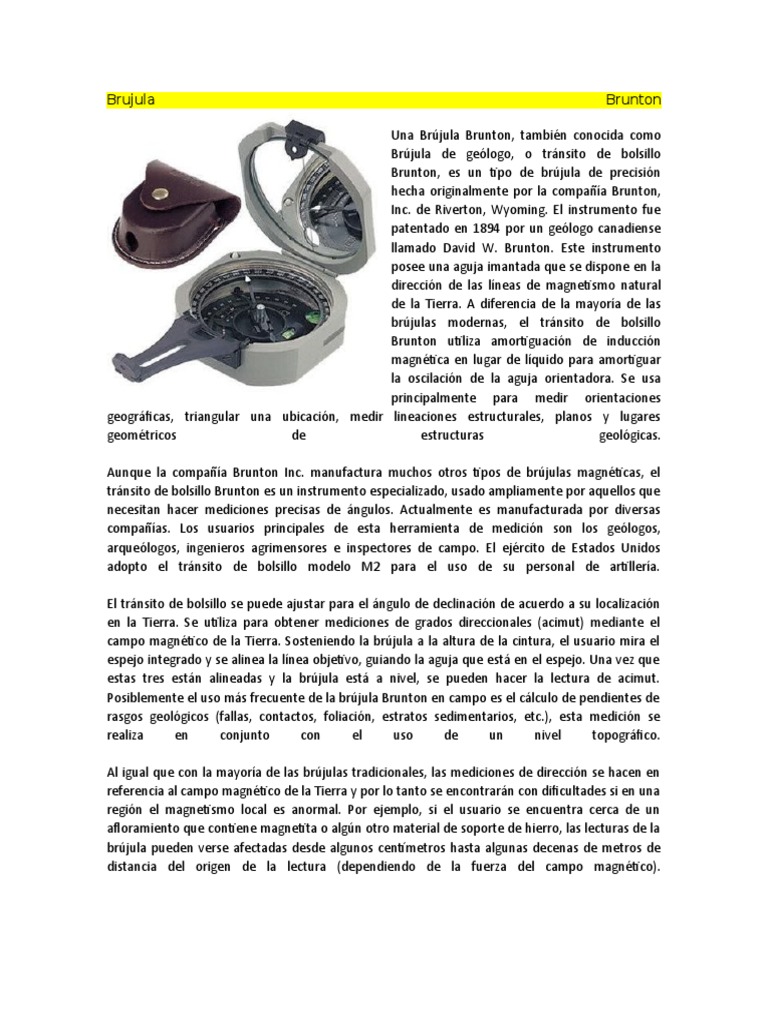 Brújula Brunton: Uso y Calibración | PDF | Geodesia | Geofísica