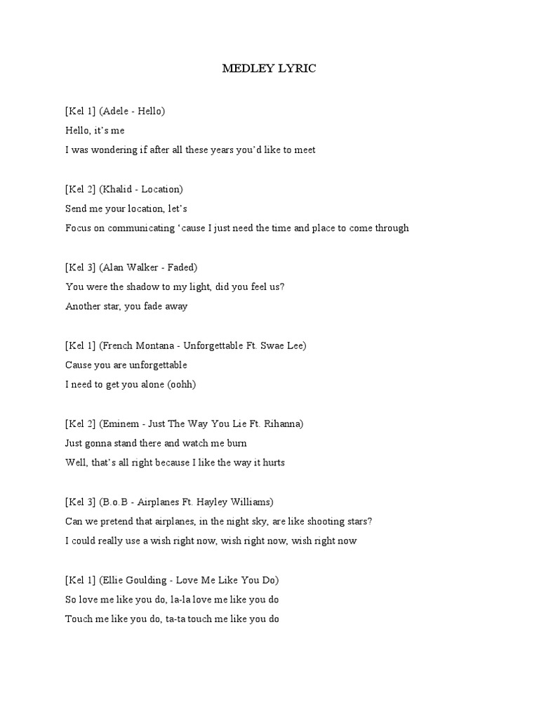 Medley Lyric | PDF