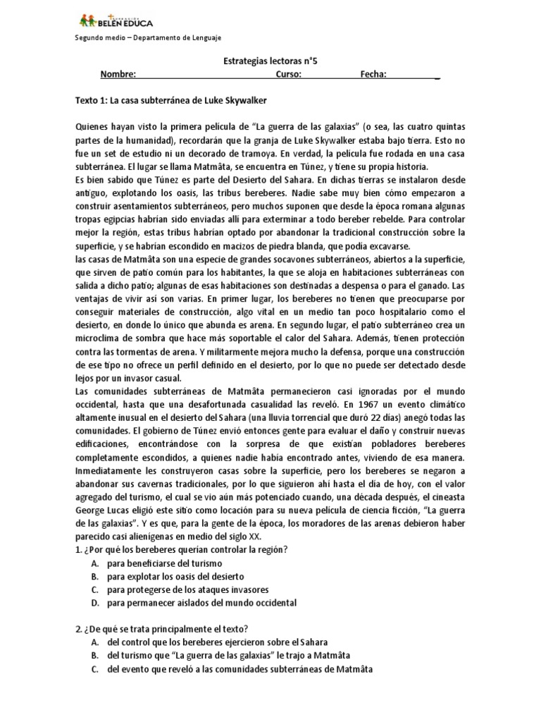 Estrategia - Idea Principal Inferencia | PDF | Bereberes | Libros