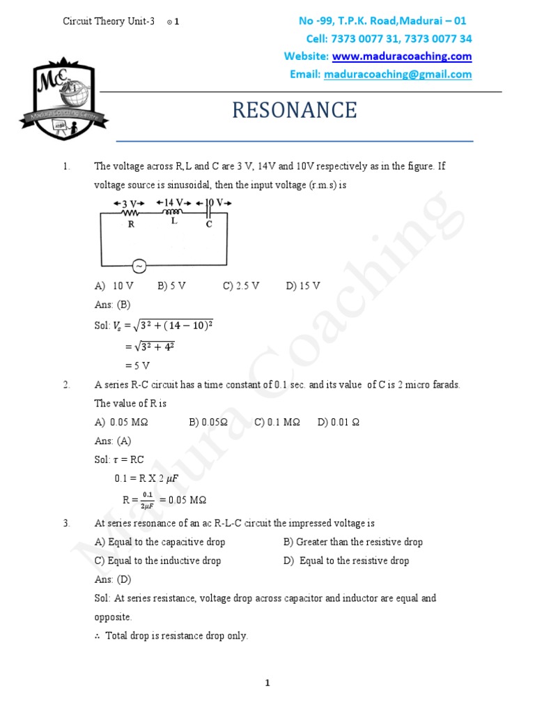 Resonance PDF | PDF | Electrical Network | Electric Power