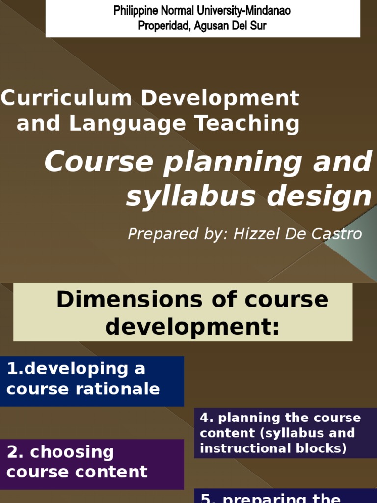 Curriculum Development and Language Teaching-Course Planning and ...