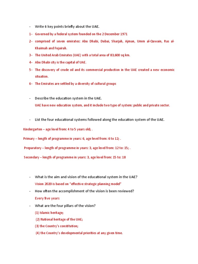 Key Insights on UAE Education System | PDF | United Arab Emirates ...