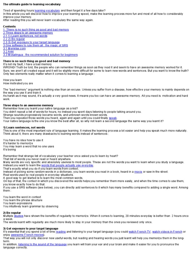 The Ultimate Guide To Learning Vocabulary | PDF | Ios | Mobile App