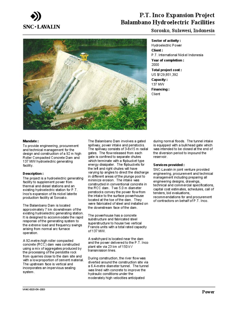 Balambano HPP, Indonesia | PDF | Spillway | Dam