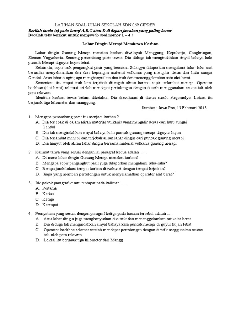 Latihan Soal BHS Indonesia Hari Ke 4 | PDF