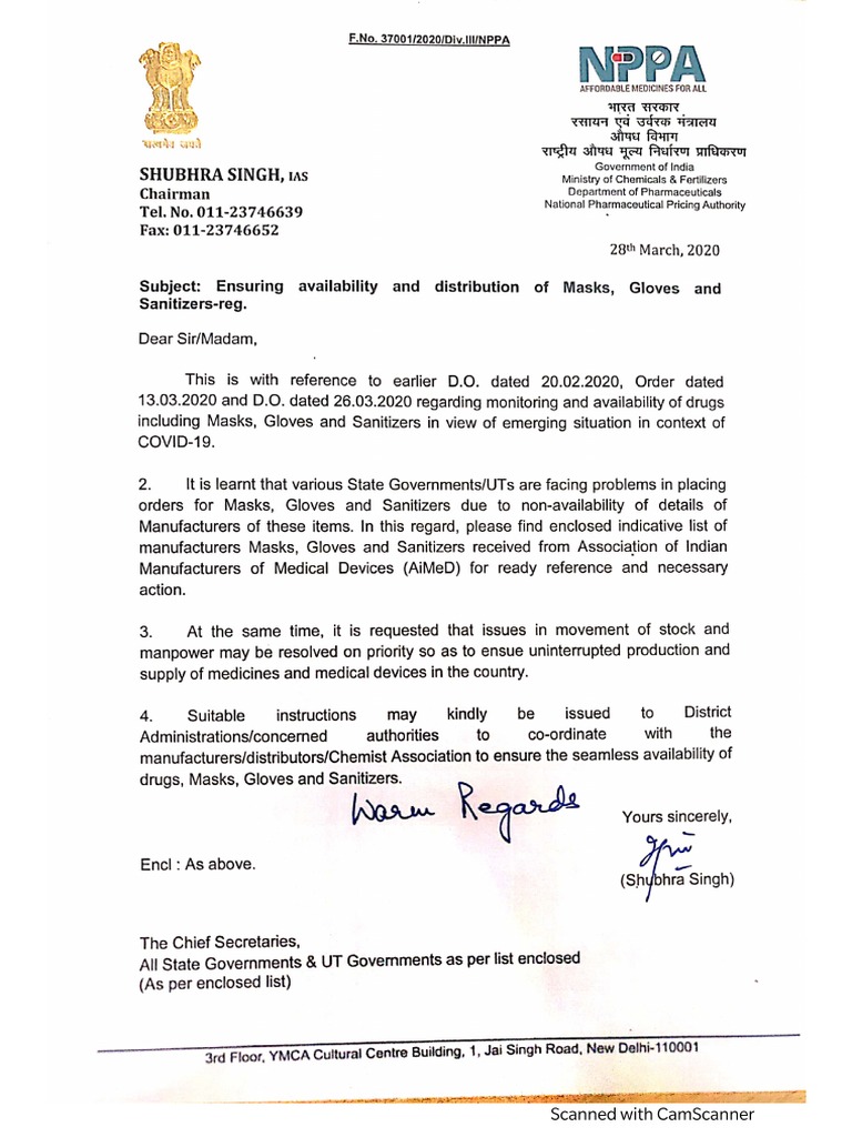 NPP A Do Letter 28032020 | PDF | Tamil Nadu | Industries