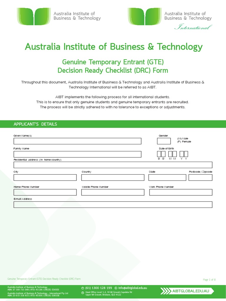 GTE Form | PDF | Australian Dollar | Government