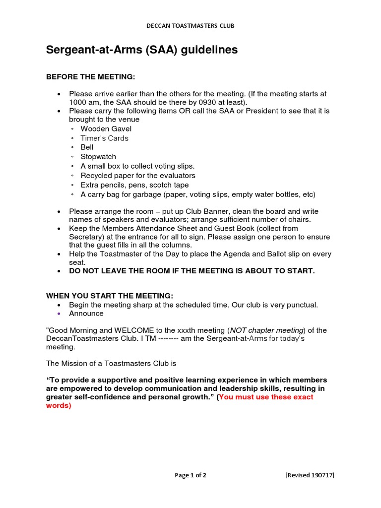 SAA Guidelines | PDF