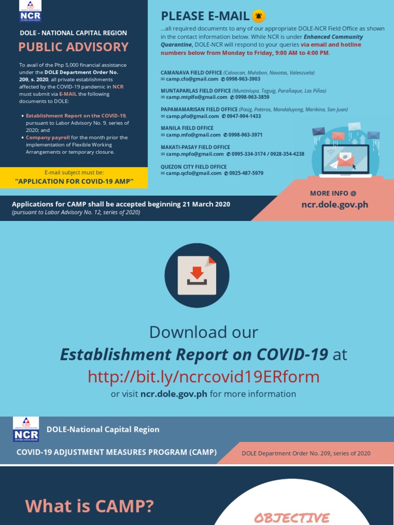 DOLE-NCR Advisory and Info Material On CAMP v2 PDF | PDF | Metro Manila ...