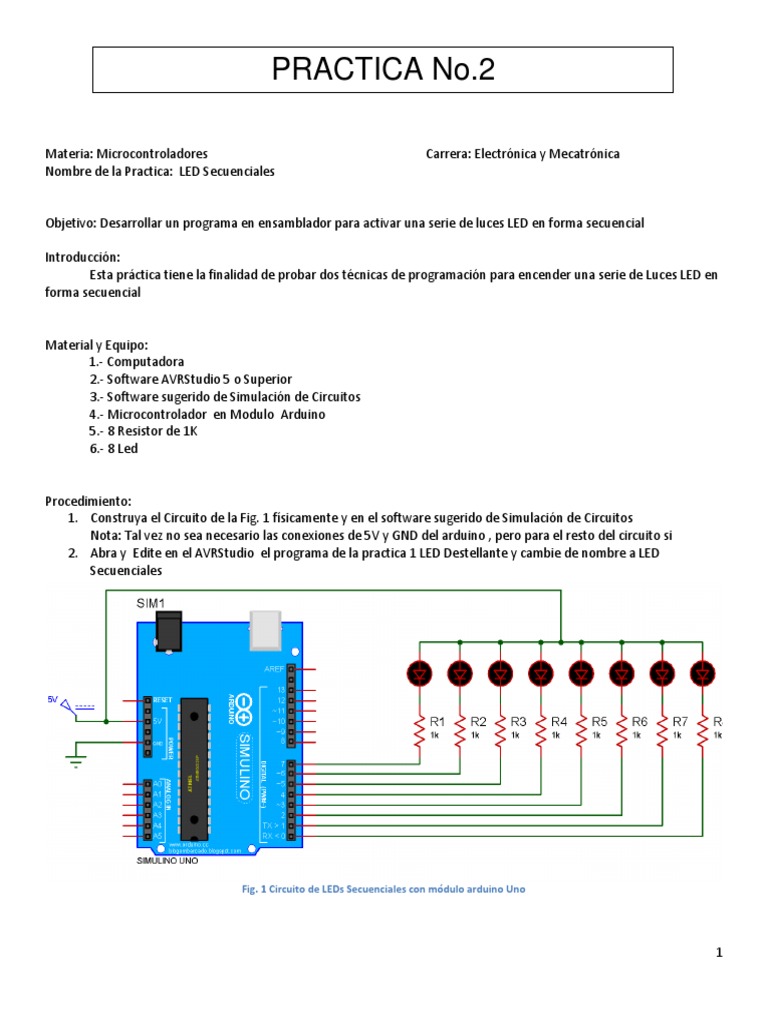 Practica 2 LED Secuenciales | PDF | Diodo emisor de luz | Ingeniería ...