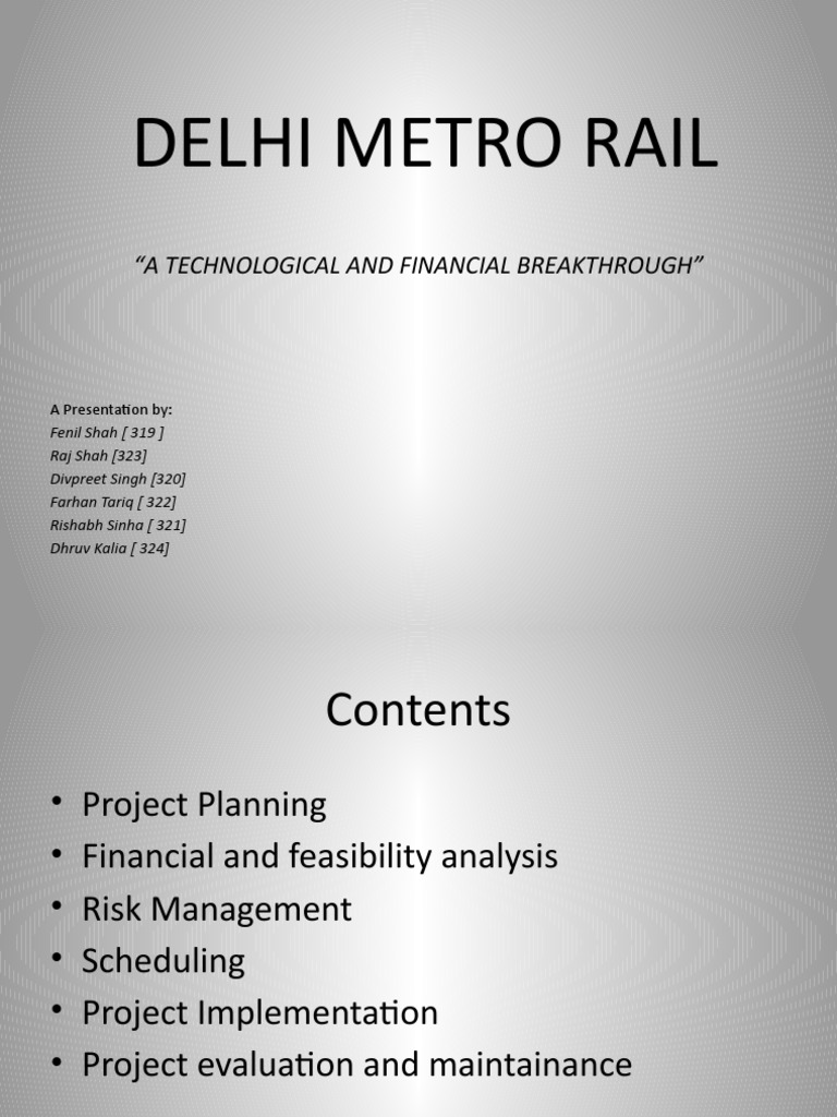 Final Delhi Metro Rail | PDF | Economies | Passenger Rail Transport