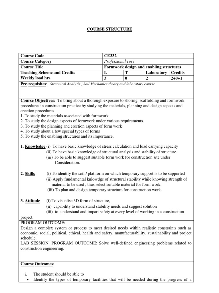 Design of Form Work and Enabling Structures | PDF | Concrete ...