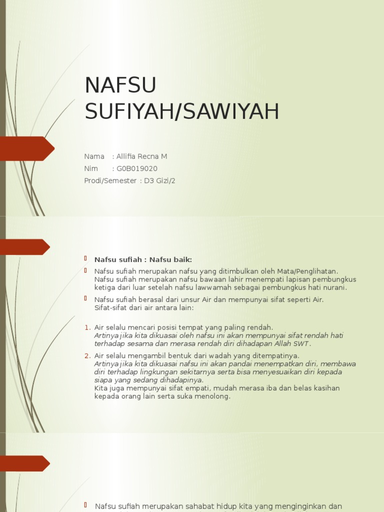 18.allifia Recna M G0B019020 Nafsu Sufiyah Atau Sawiyah | PDF
