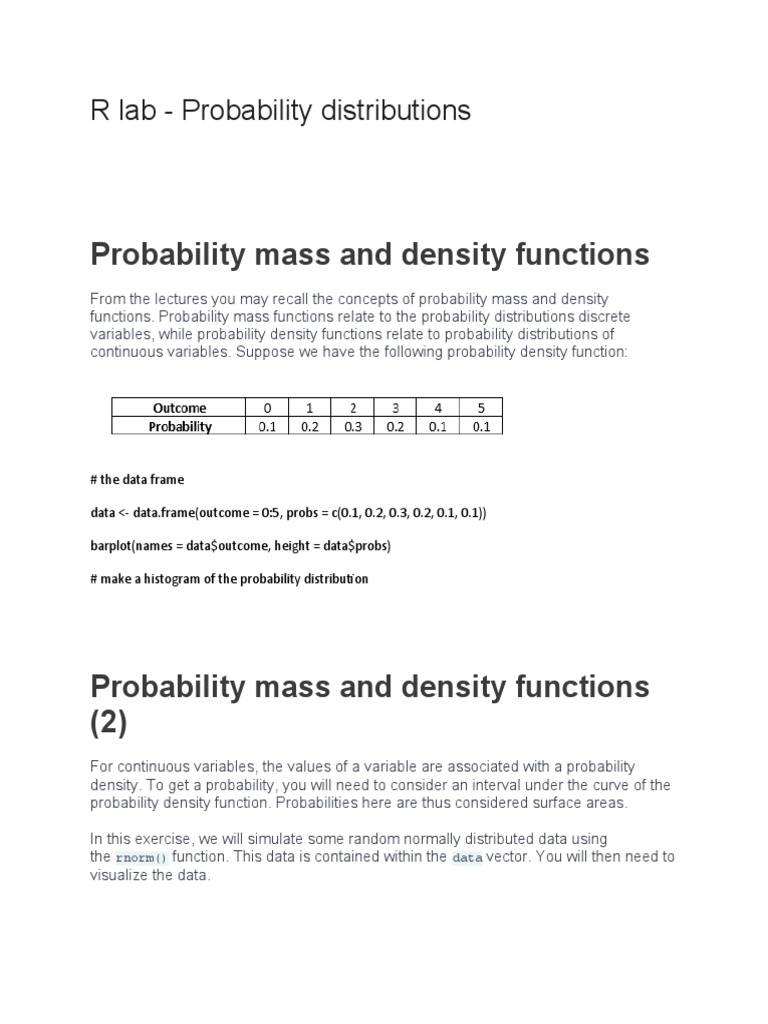 R Lab - Probability Distributions | PDF | Normal Distribution ...