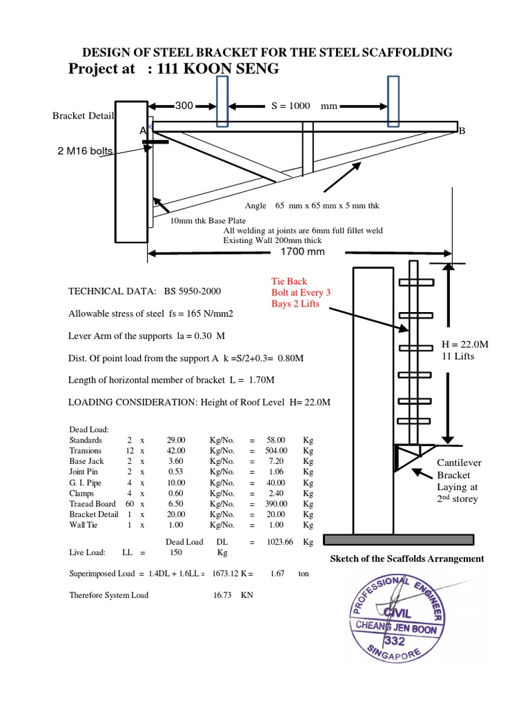 PE Design at 111 Koon Seng | PDF | Scaffolding | Civil Engineering