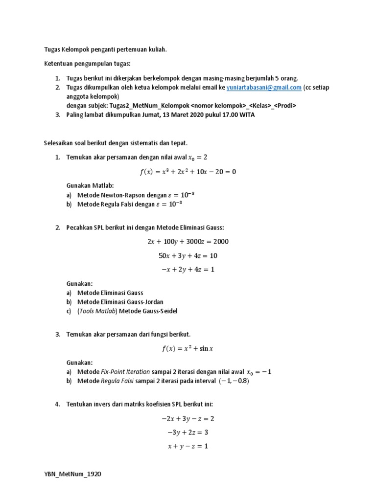 Contoh Soal Metode Numerik | PDF