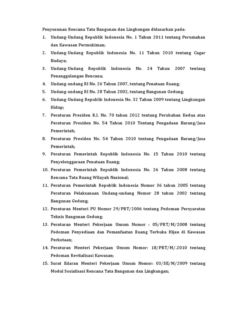 Dasar Hukum Penyusunan RTBL | PDF