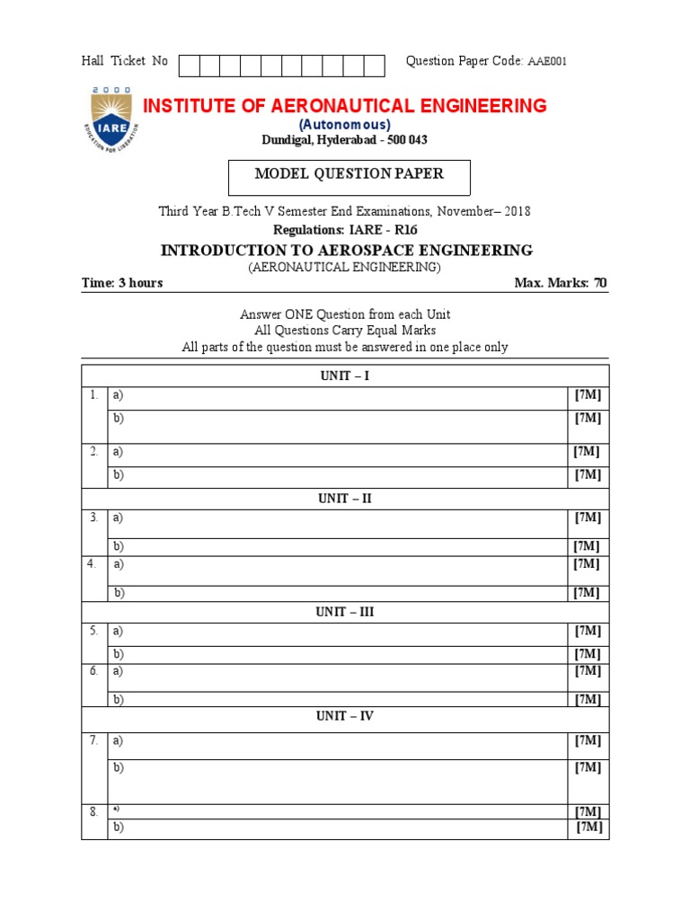 QUESTION - PAPER Template | PDF | Flight | Aircraft