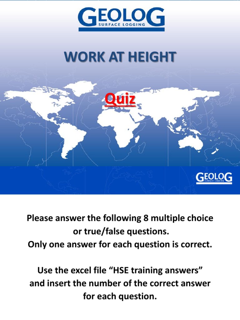 Working at Height Quiz Answers | PDF