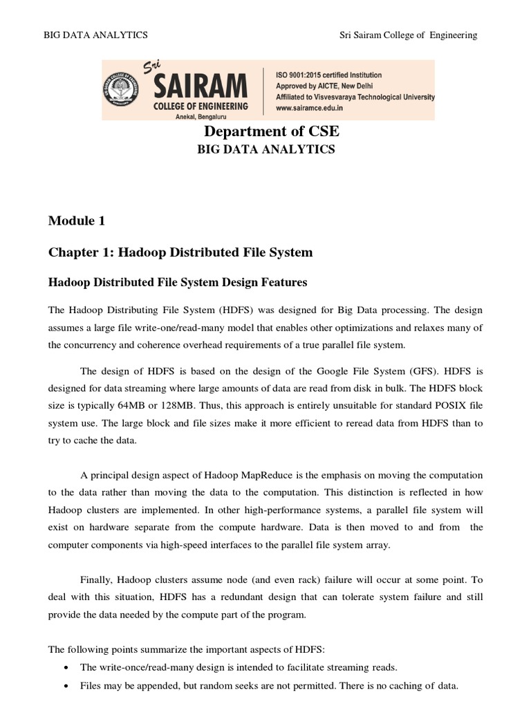 Module 1 PDF | PDF | Map Reduce | Apache Hadoop