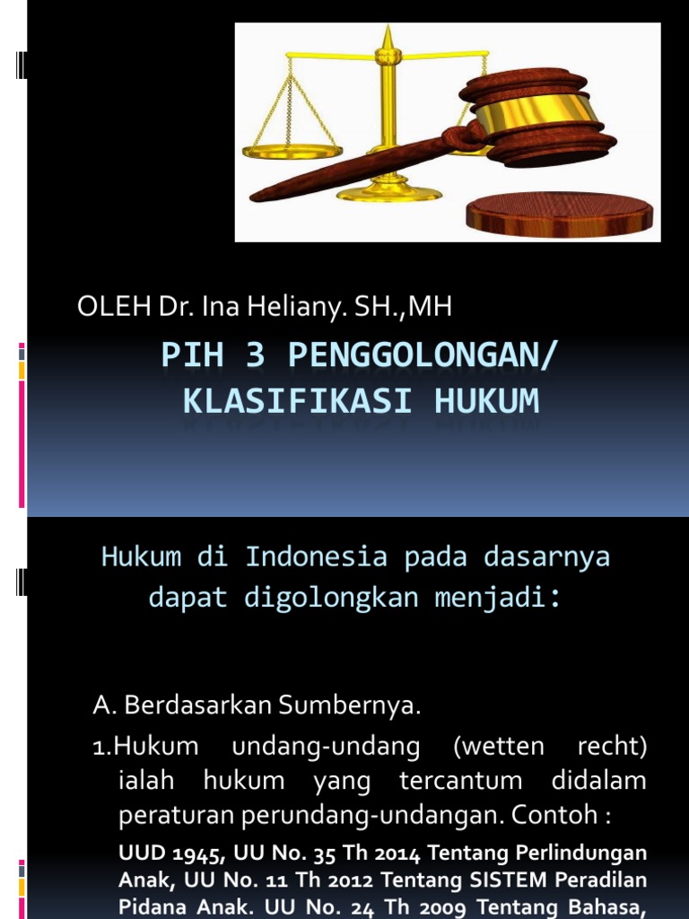 PIH 3 Penggolongan Hukum PDF | PDF