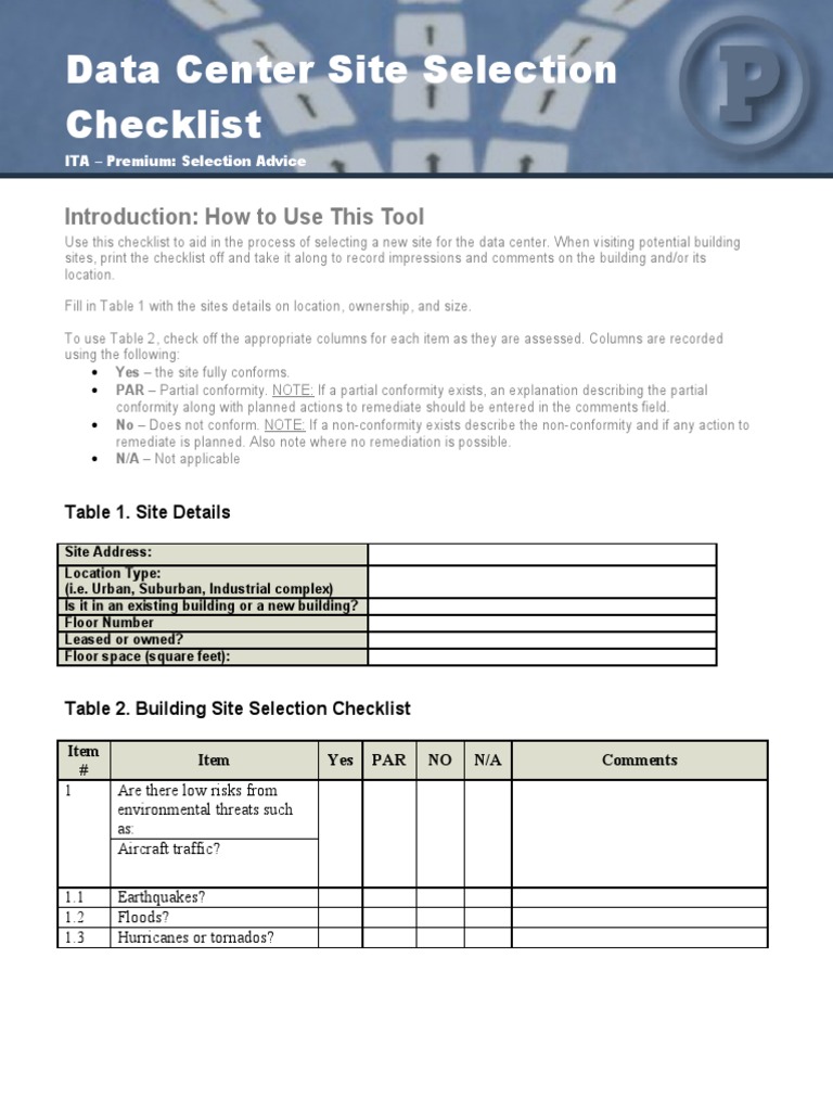 10 - Contoh - Data-Center-Site-Selection-Checklist PDF | PDF | Data ...