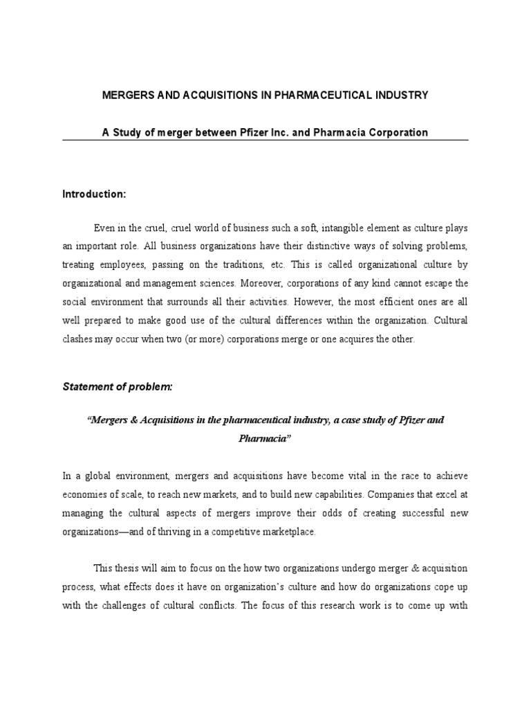 Mergers and Acquisitions in Pharmaceutical Industry | PDF | Mergers And ...