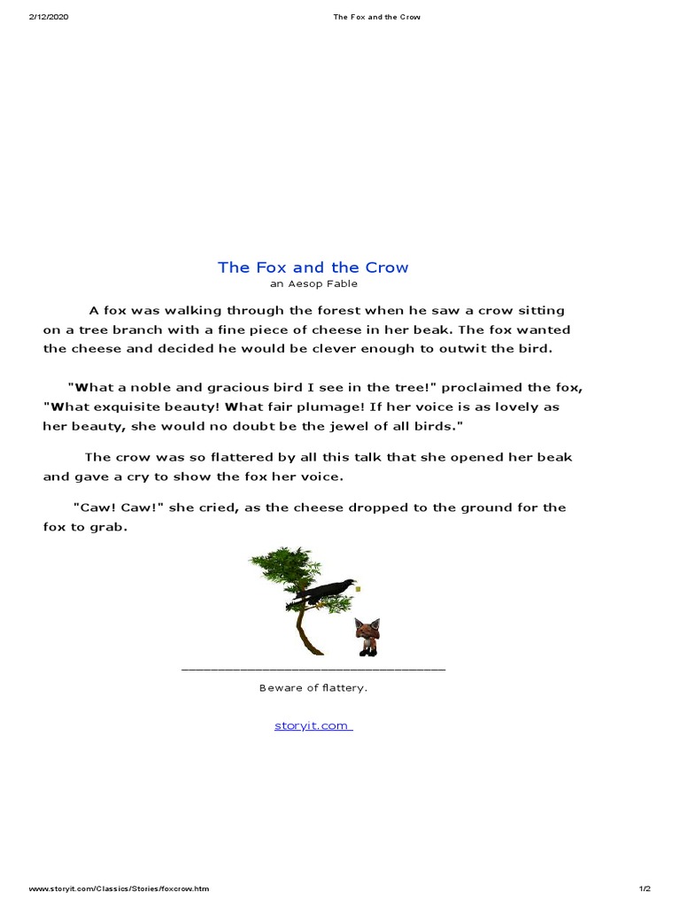 The Fox and the Crow: A Cautionary Fable | PDF
