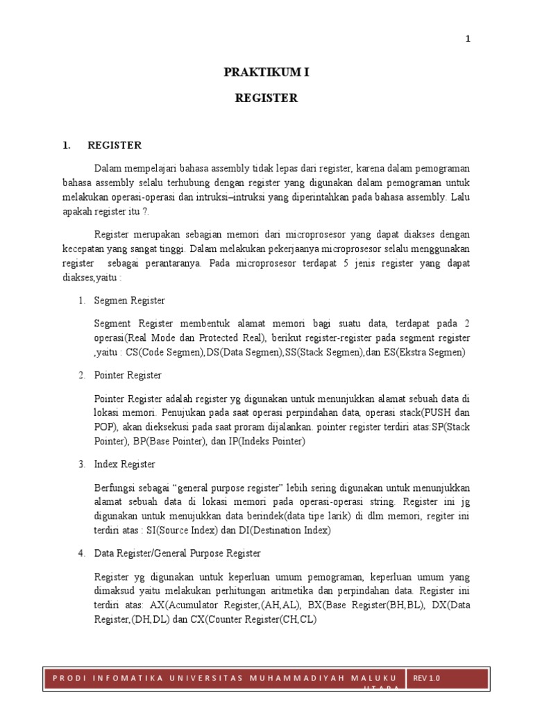 Contoh Modul Praktikum Bahasa Assembler | PDF | Bisnis | Komputer