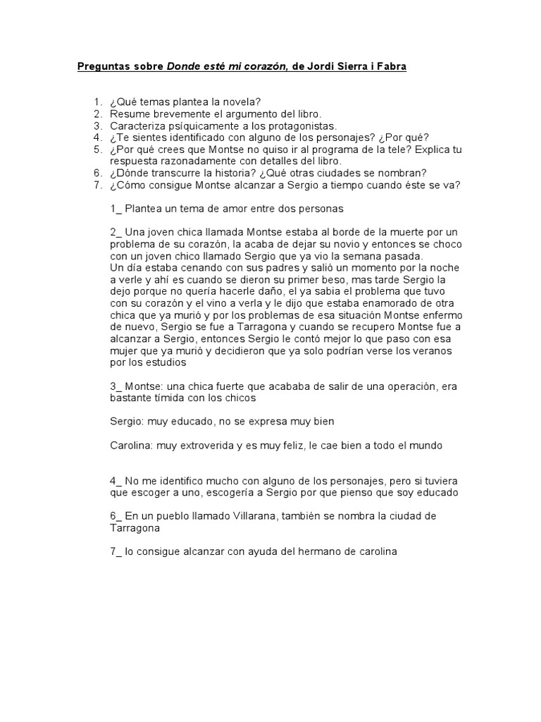 Preguntas Sobre Donde Esté Mi Corazón | PDF