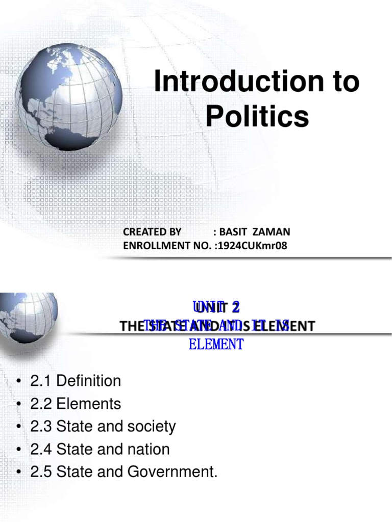 State and Its Elements | PDF | Sovereignty | State (Polity)