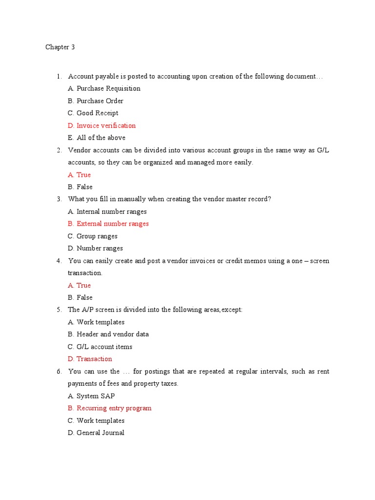 Chapter 3 Sap | PDF | Accounts Payable | Receipt