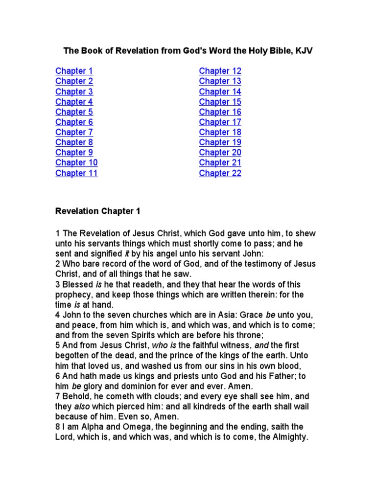 The Book of Revelation From God's Word The Holy Bible, KJV | PDF | The ...