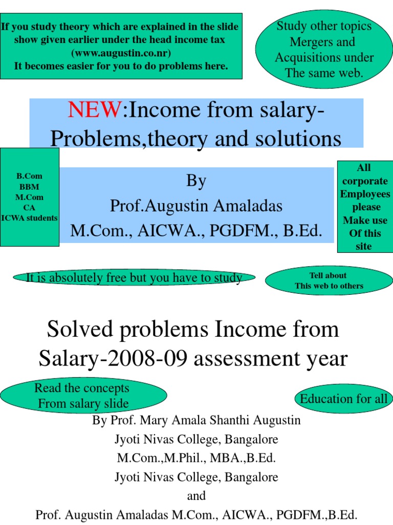 Income From Salary Problems Theory and Solutions New 200809 Assessment ...