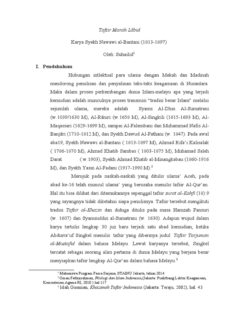 Kajian Tafsir Nusantara Marah Labid Kary | PDF