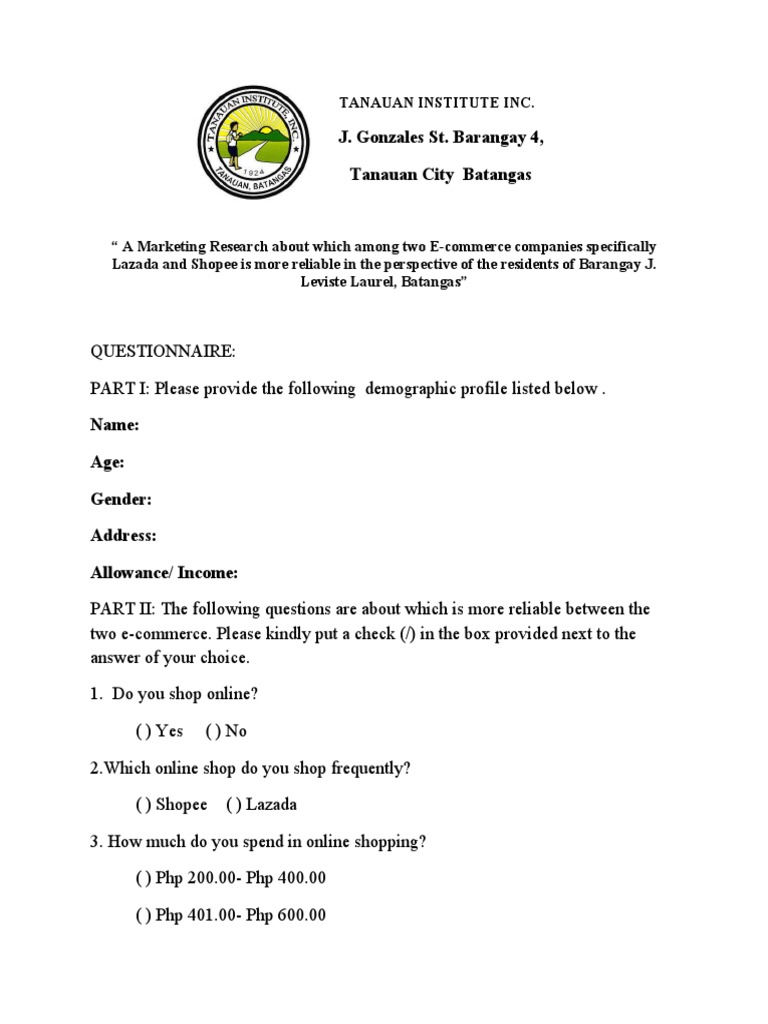 QUESTIONNAIRE | PDF | Online Shopping | Retail