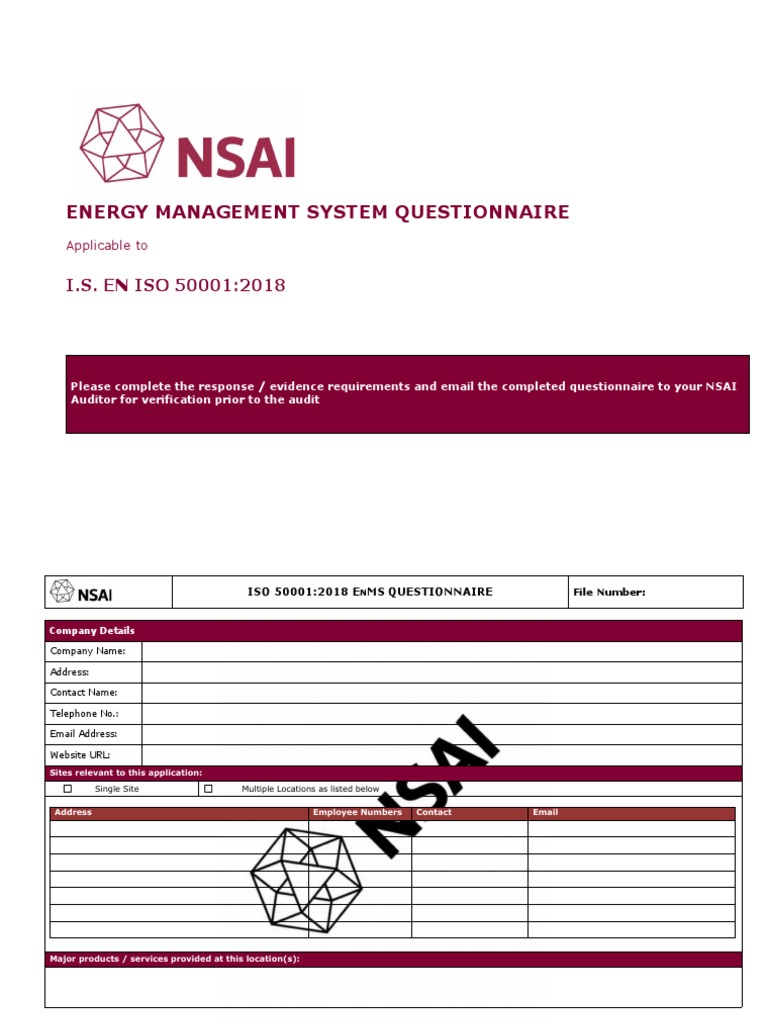 Energy Management System Questionnaire | PDF | Verification And ...