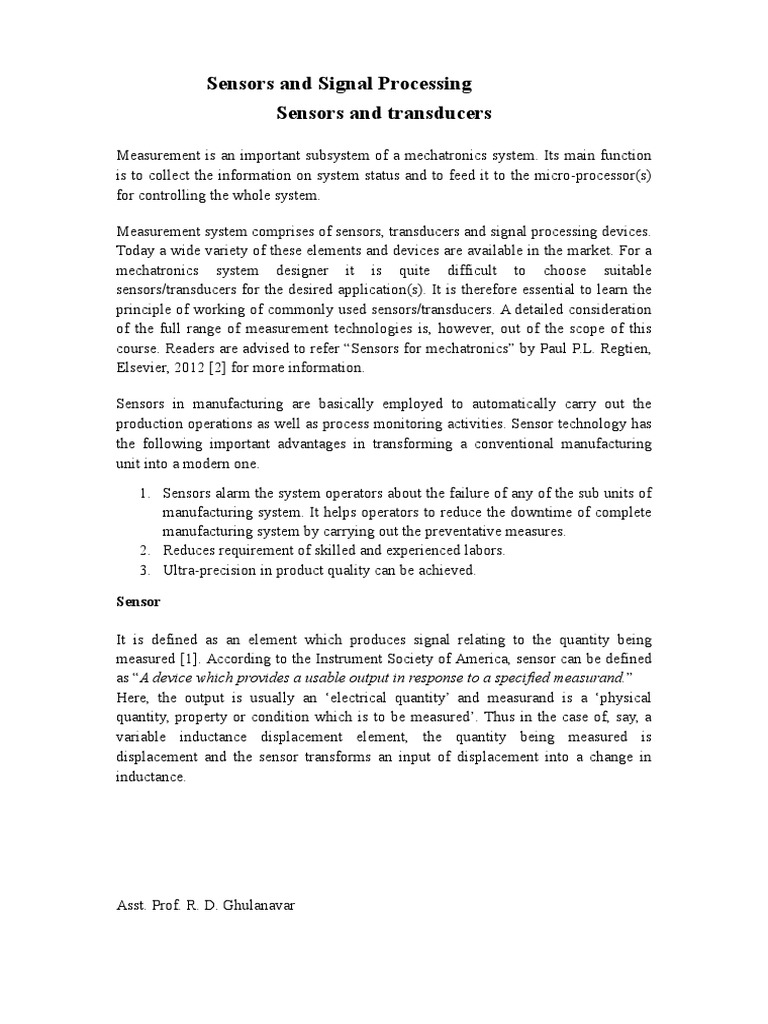 SENSOR and Signal Processing Unit | PDF | Sensor | Thermocouple