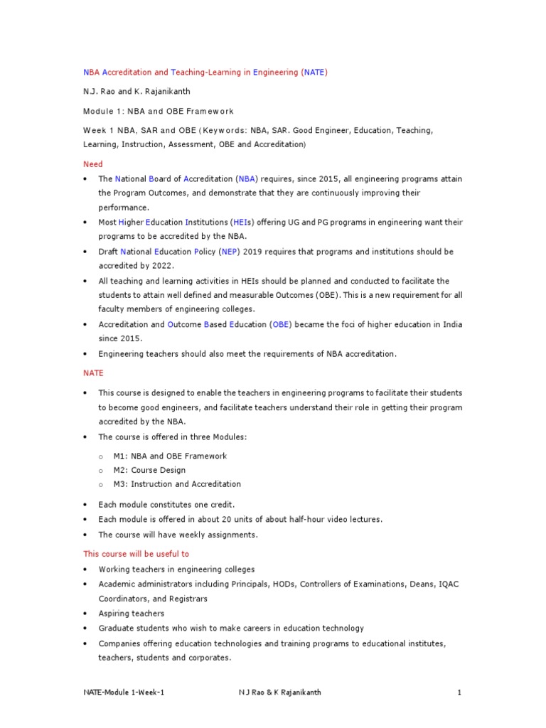 NATE Module 1 - Week1 PDF | PDF | Instructional Design | Constructivism (Philosophy Of Education)